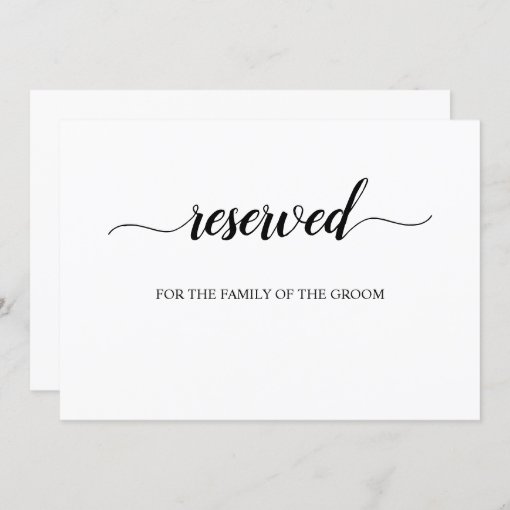 Calligraphy Reserved Wedding Seating Sign Invitation | Zazzle