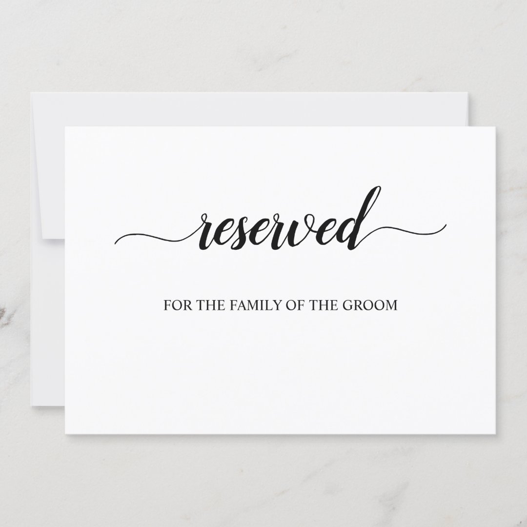 Calligraphy Reserved Wedding Seating Sign Invitation | Zazzle