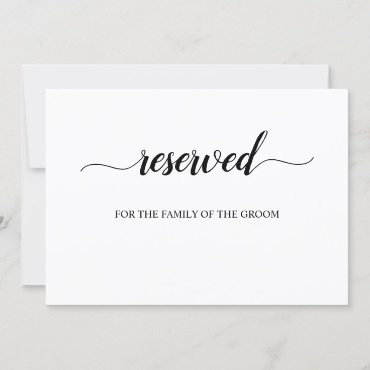 Calligraphy Reserved Wedding Seating Sign Invitation | Zazzle