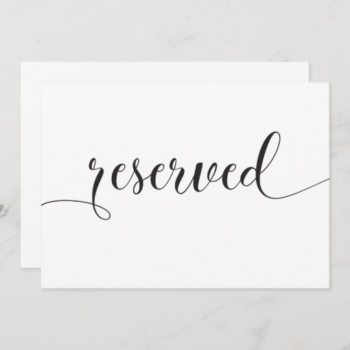 Calligraphy Reserved Wedding Sign Card | Zazzle