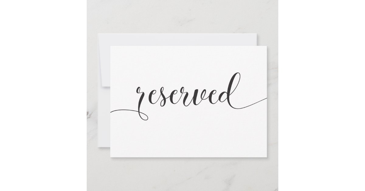 Calligraphy Reserved Wedding Sign Card | Zazzle