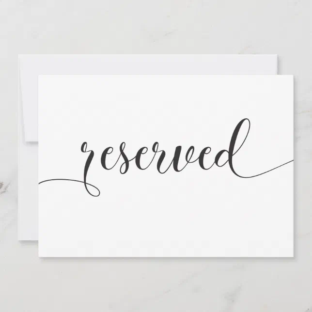 Calligraphy Reserved Wedding Sign Card | Zazzle