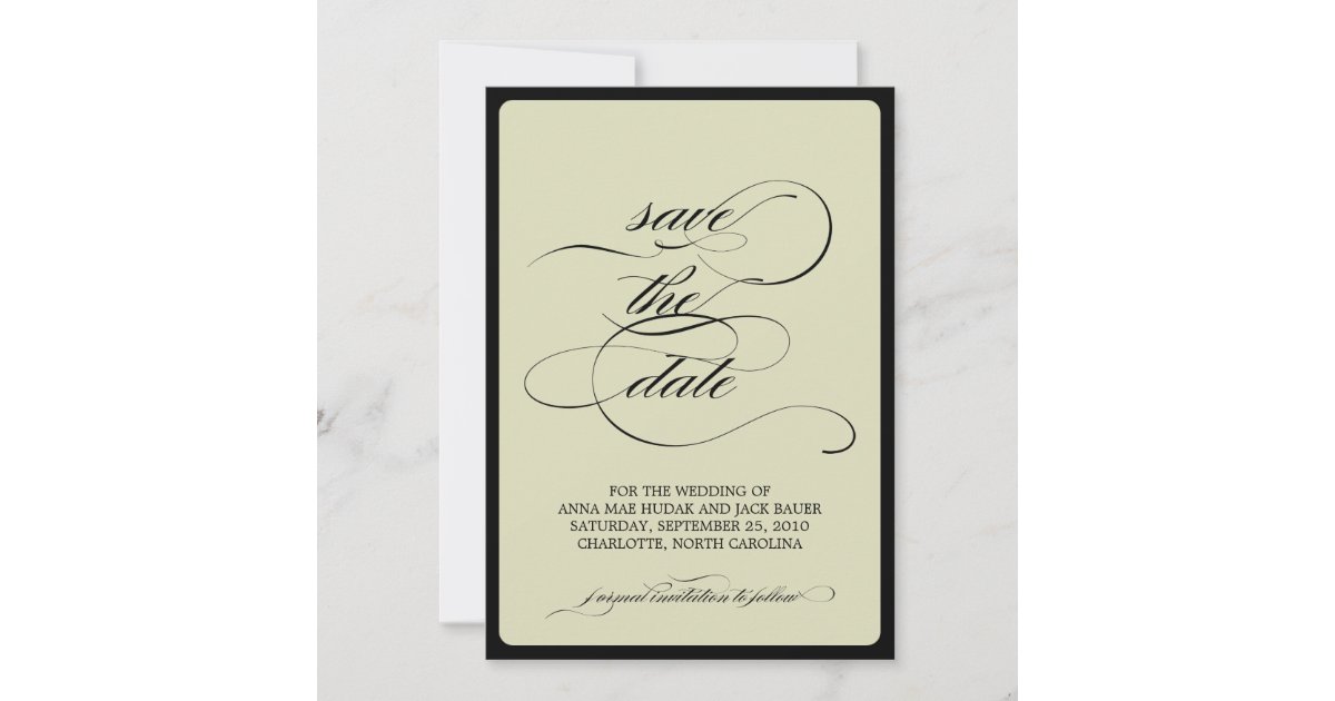 {calligraphy} save the date | Zazzle