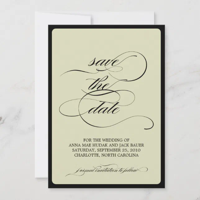 {calligraphy} save the date | Zazzle