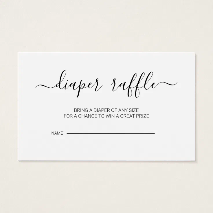Calligraphy Script Baby Shower Diaper Raffle Card | Zazzle