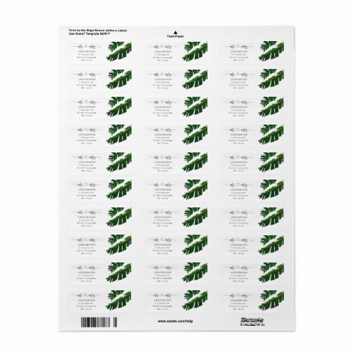 Calligraphy Script Banana Leaves Return Address Label | Zazzle