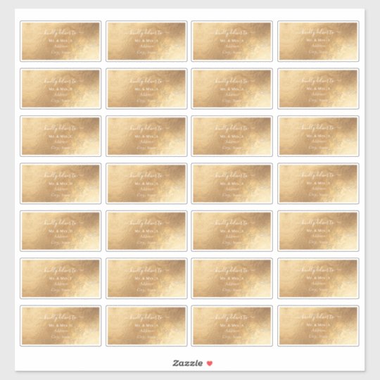Calligraphy Script DIY Guest Address Faux Gold Sticker | Zazzle.com