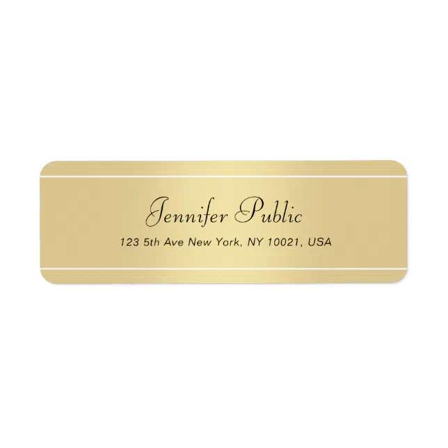 Calligraphy Script Elegant Modern Gold White Sleek Label | Zazzle