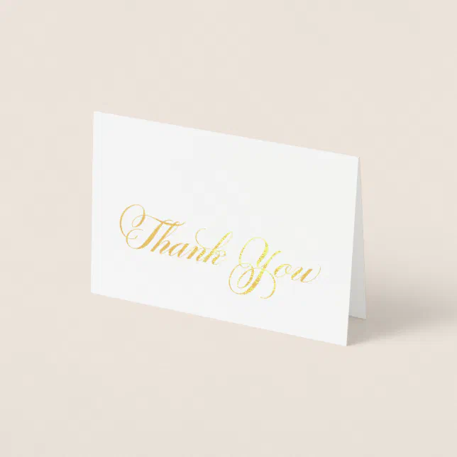 Calligraphy Script Gold Foil Thank You Note Foil Card | Zazzle