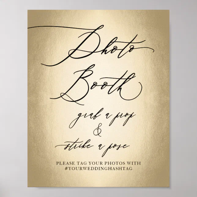 Calligraphy Script Gold Photo Booth Wedding Sign | Zazzle