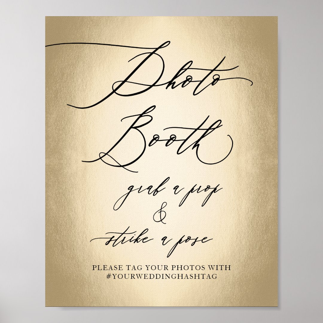 Calligraphy Script Gold Photo Booth Wedding Sign | Zazzle