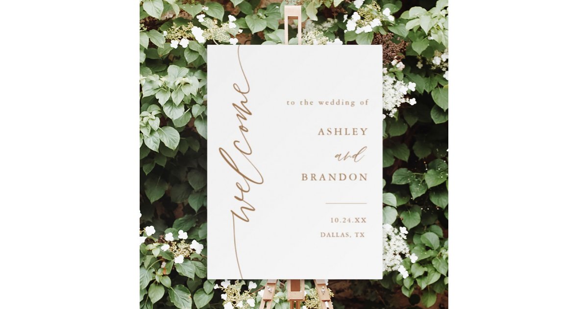 Calligraphy Script Gold Wedding Ceremony Welcome Foam Board | Zazzle