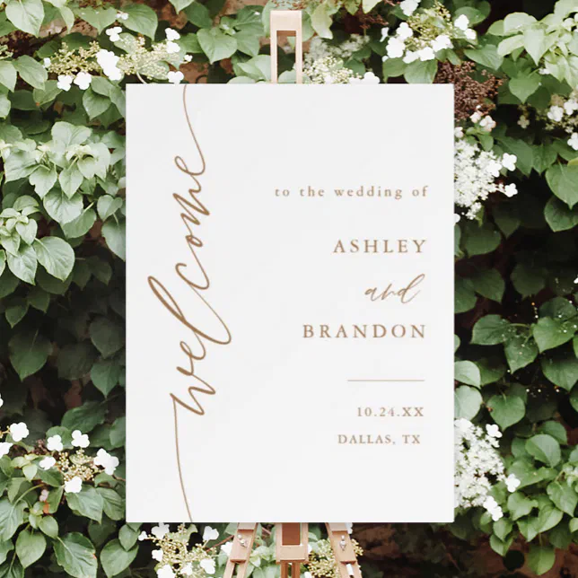Calligraphy Script Gold Wedding Ceremony Welcome Foam Board | Zazzle