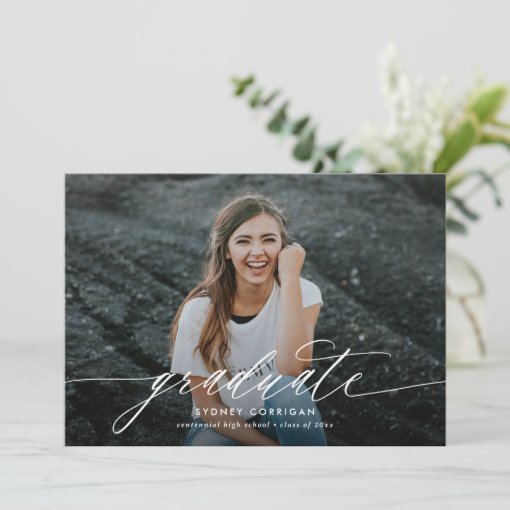 Calligraphy Script Graduation Photo Invitation | Zazzle