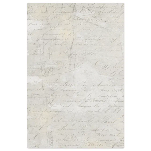 Calligraphy Script Gray Beige Marble Decoupage Tissue Paper | Zazzle