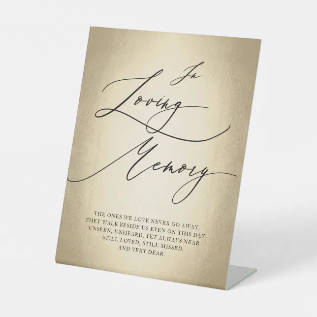 Calligraphy Script In Loving Memory Wedding Pedestal Sign | Zazzle