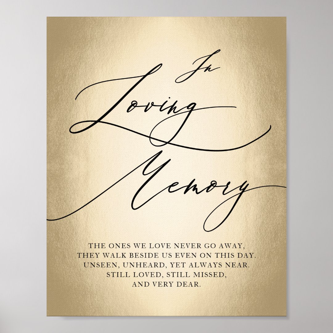 Calligraphy Script In Loving Memory Wedding Sign | Zazzle