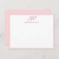 Calligraphy Script Monogram Elegant Blush Pink Note Card | Zazzle