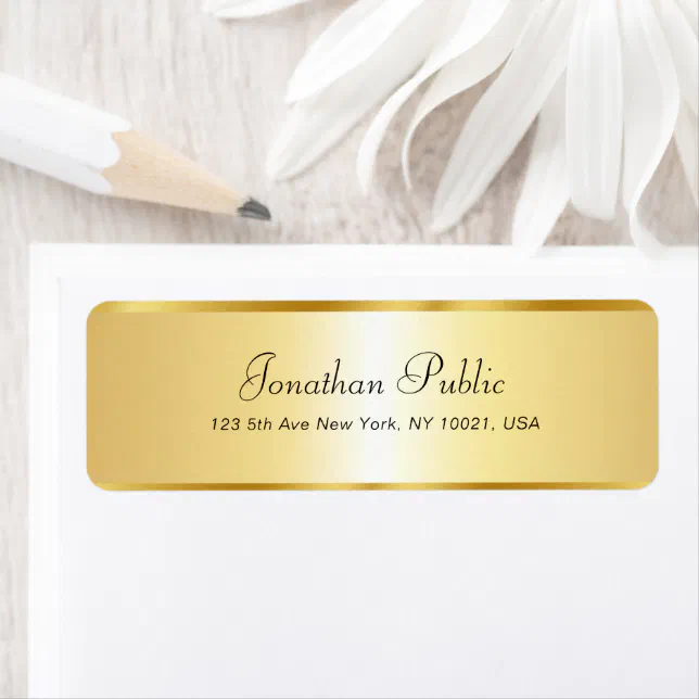 Calligraphy Script Name Elegant Gold Template Label | Zazzle