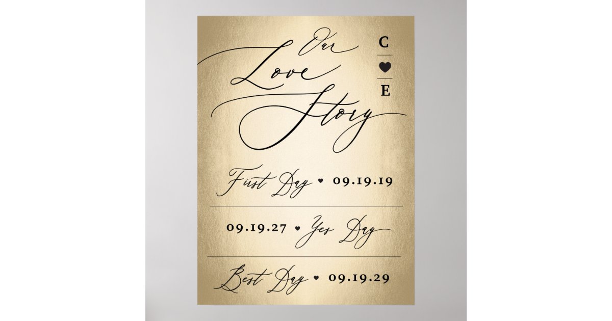 Calligraphy Script On Our Love Story Wedding Sign | Zazzle