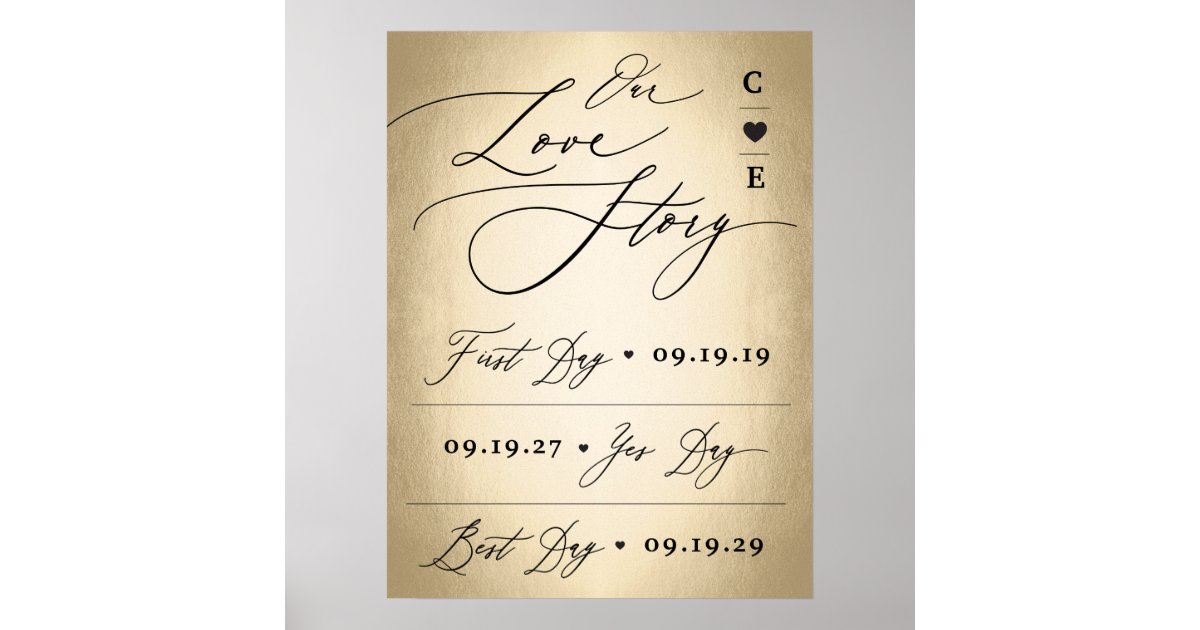 Calligraphy Script On Our Love Story Wedding Sign | Zazzle