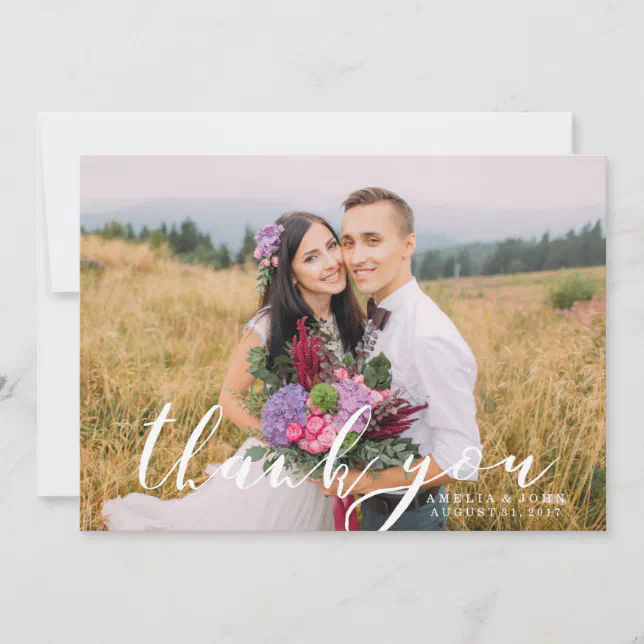 Calligraphy Script Overlay | Photo Thank You Card | Zazzle