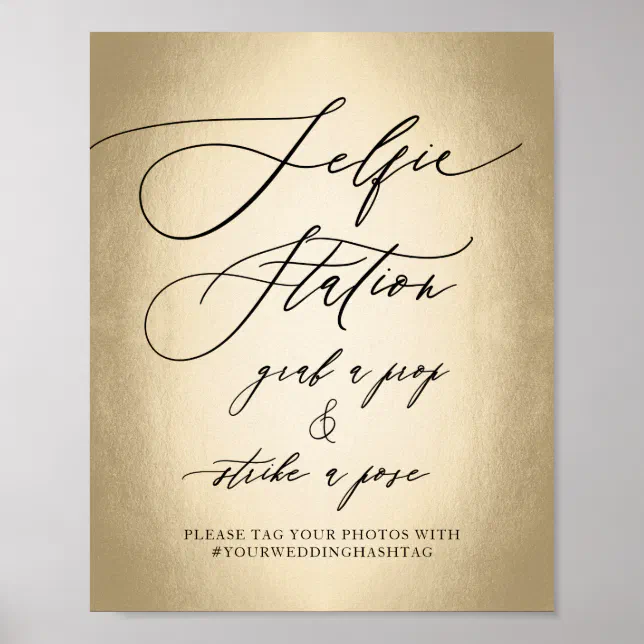 Calligraphy Script Selfie Station Wedding Sign | Zazzle