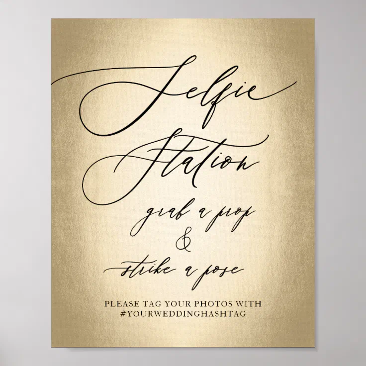Calligraphy Script Selfie Station Wedding Sign | Zazzle