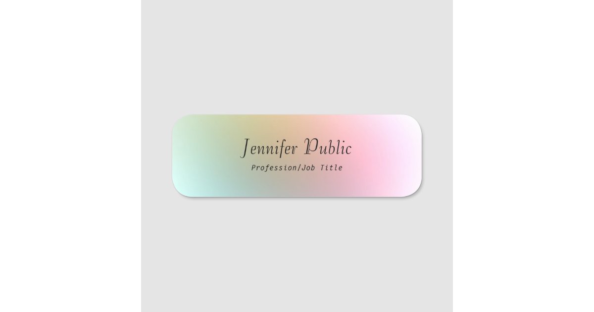 Calligraphy Script Text Elegant Colorful Template Name Tag | Zazzle