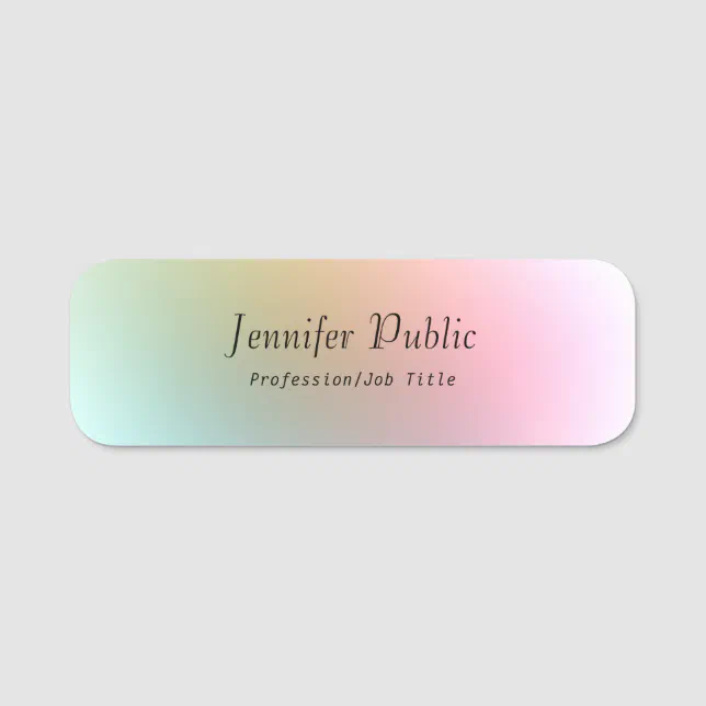 Calligraphy Script Text Elegant Colorful Template Name Tag | Zazzle