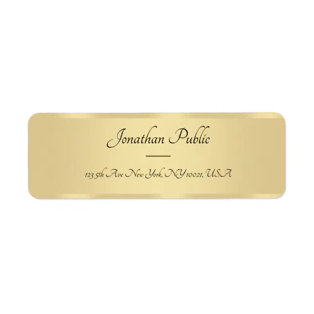 Calligraphy Script Text Faux Gold Template Elegant Label | Zazzle