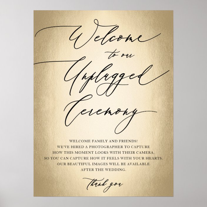 Calligraphy Script Unplugged Ceremony Wedding Sign | Zazzle.com