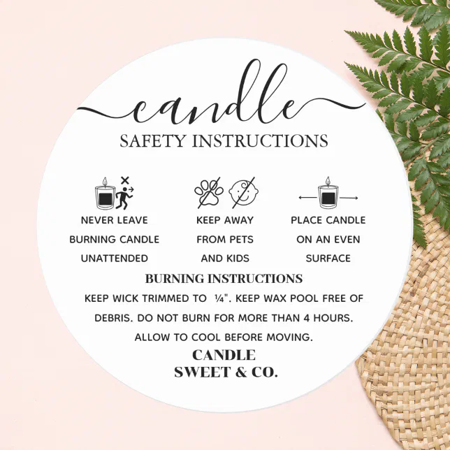 calligraphy Script Warning Candle Black and White Classic Round Sticker ...