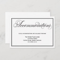Calligraphy Script Wedding Accommodations Card | Zazzle