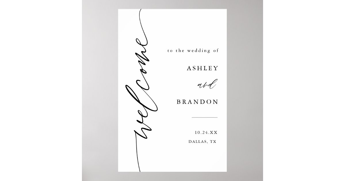 Calligraphy Script Wedding Ceremony Welcome Poster | Zazzle