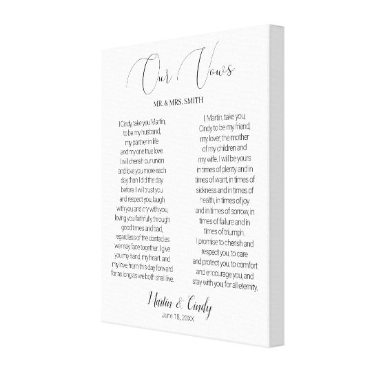 Calligraphy Script Wedding Vows Canvas Print | Zazzle.com