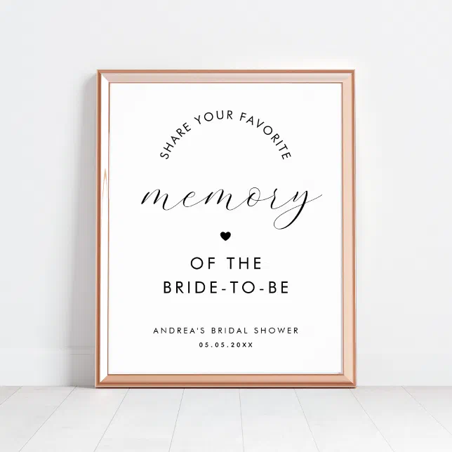 Calligraphy Share a Memory Bridal Shower Sign | Zazzle