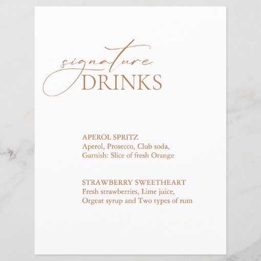 Calligraphy Signature Drinks Wedding Bar Menu Sign | Zazzle