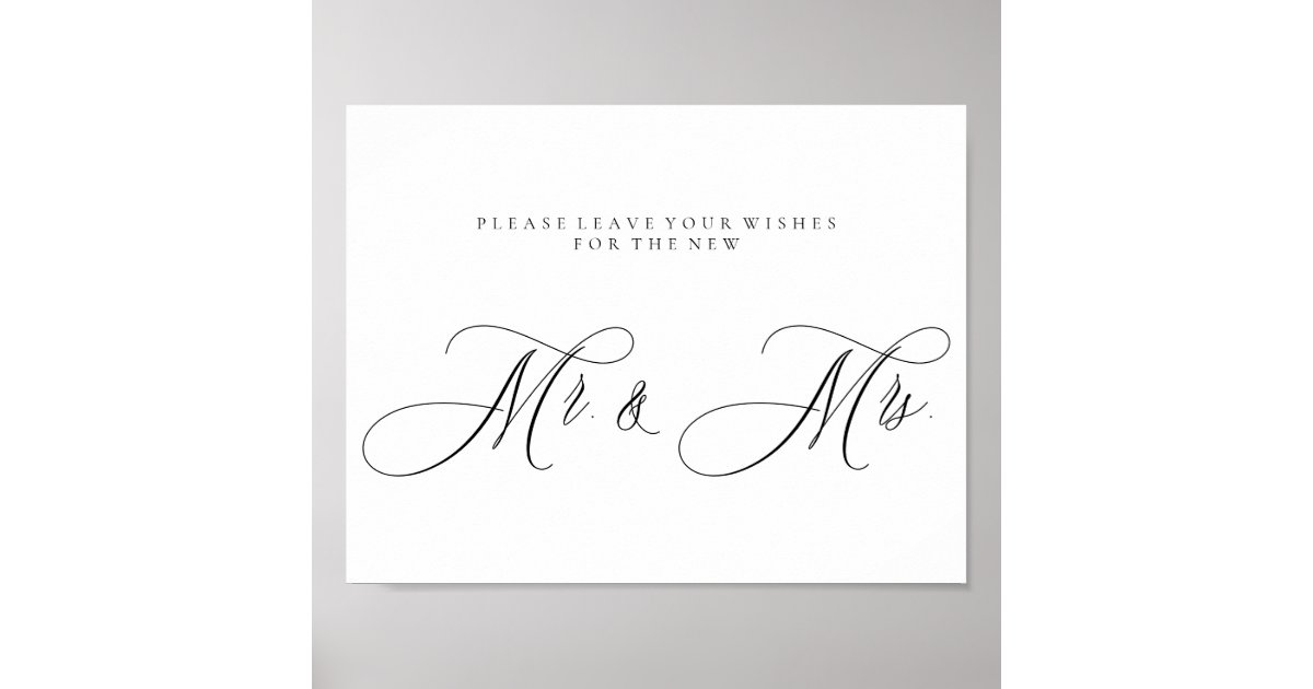 Calligraphy Simple Mr Mrs Signature Poster | Zazzle