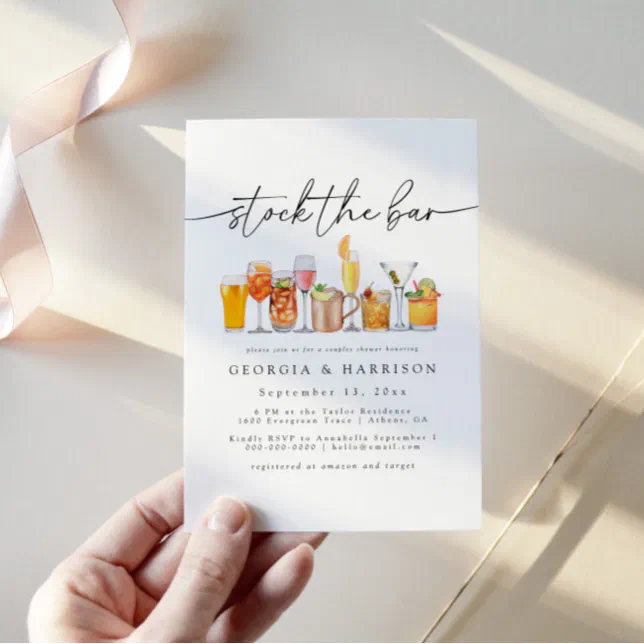 Calligraphy Stock The Bar Shower Invitation | Zazzle