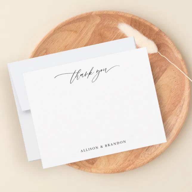Calligraphy Thank You Personalized Stationery Note Card | Zazzle