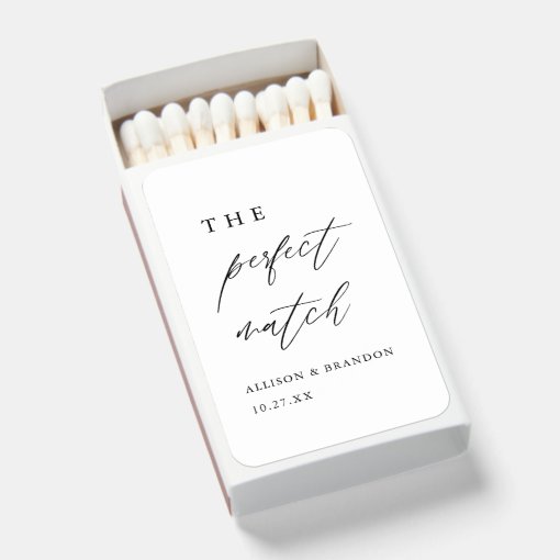Calligraphy The Perfect Match Wedding Matches | Zazzle