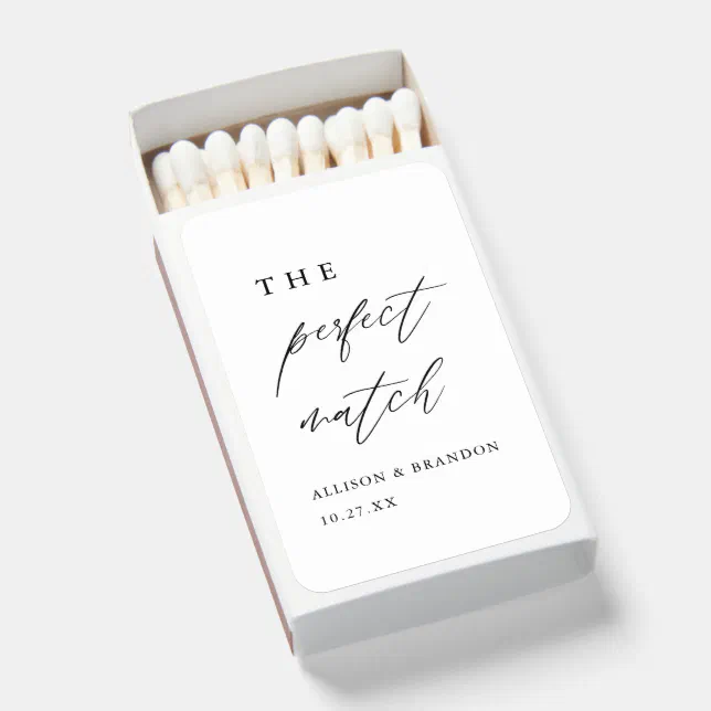 Calligraphy The Perfect Match Wedding Matches | Zazzle