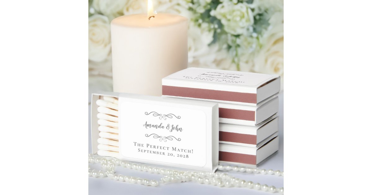 Calligraphy The Perfect Match Wedding Matches | Zazzle