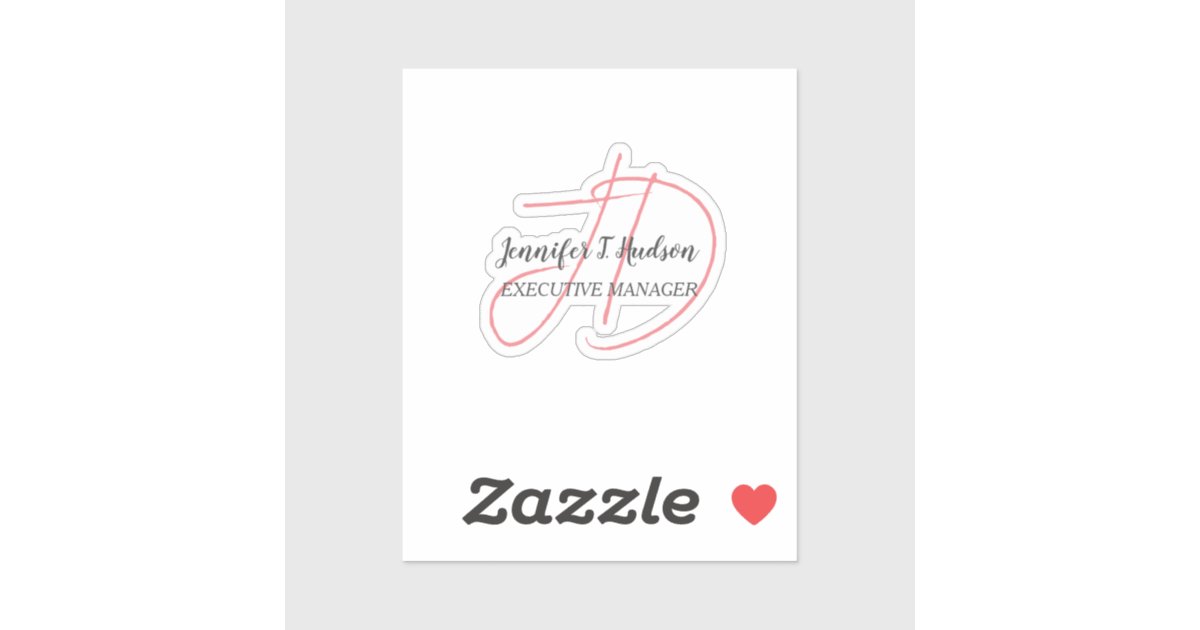 Calligraphy trendy classical script monogram sticker | Zazzle