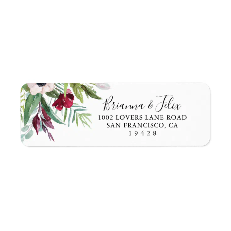 Calligraphy Tropical Colored Floral Return Address Label | Zazzle