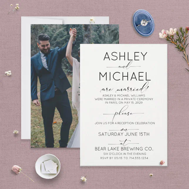 CALLIGRAPHY TYPOGRAPHY Reception Only Photo Invitation | Zazzle