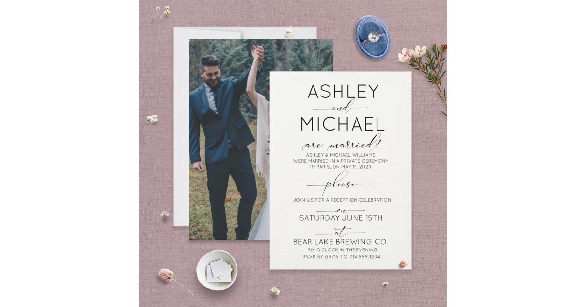 CALLIGRAPHY TYPOGRAPHY Reception Only Photo Invitation | Zazzle