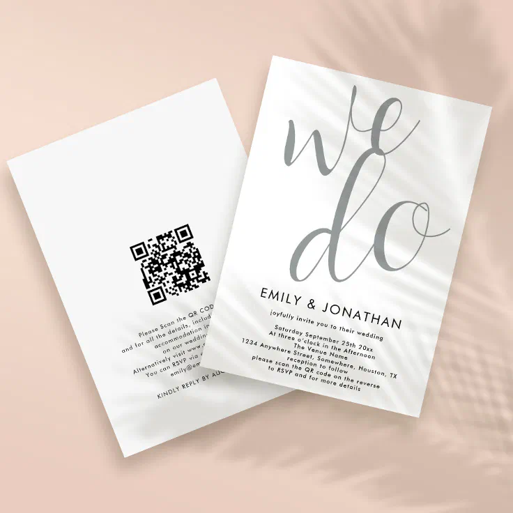 Calligraphy We Do QR Code Wedding Invitation | Zazzle