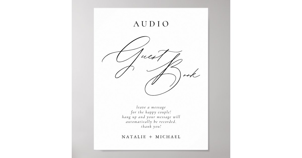 Calligraphy Wedding Audio Telephone Guestbook Sign | Zazzle